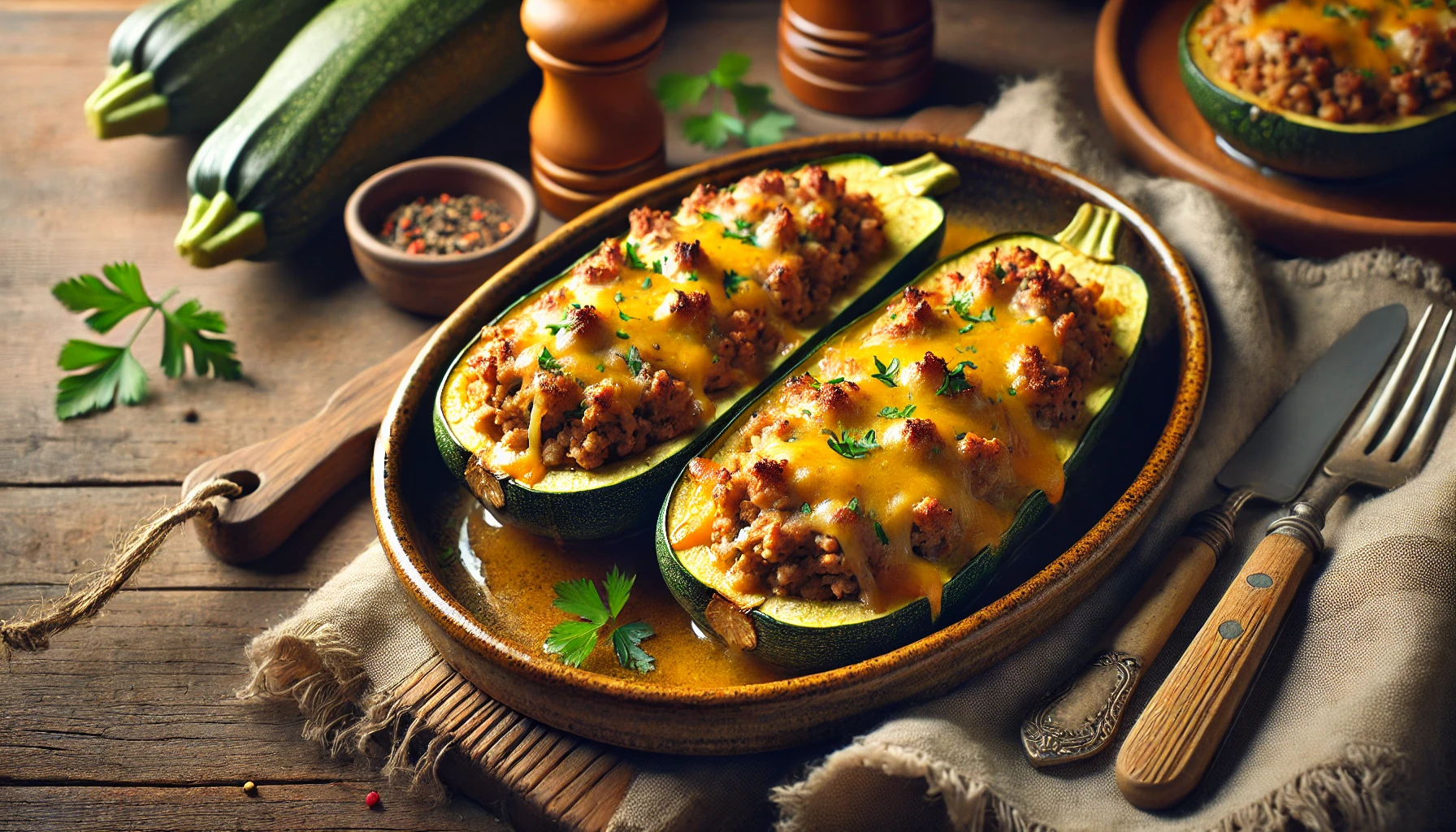 Gefüllte Zucchini mit Hackfleisch und Käse überbacken – Ein herzhaftes ...